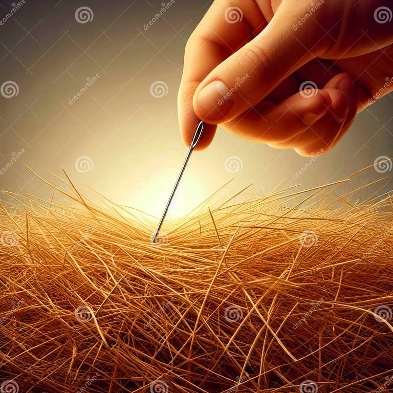 Needle in a Haystack. Close Up of a Needle in Haystack Stock Illustration - Illustration of ...