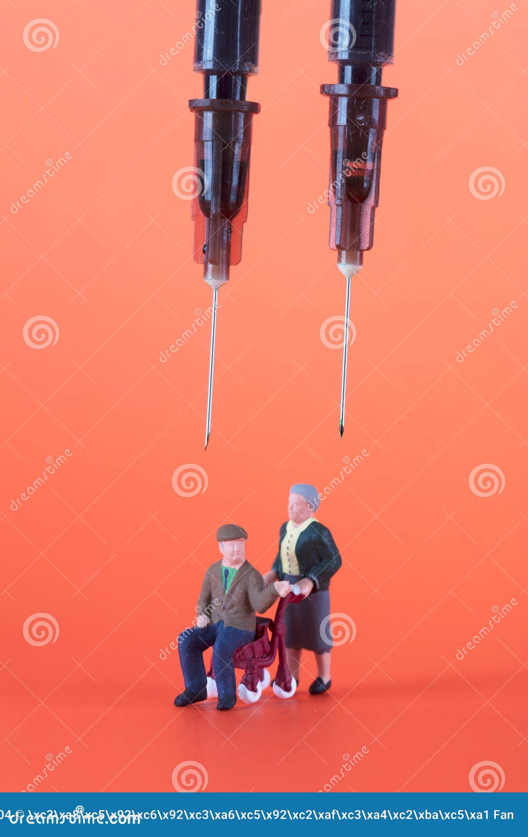 Needle with Needle and Miniature Old Man Model Stock Photo - Image of ...