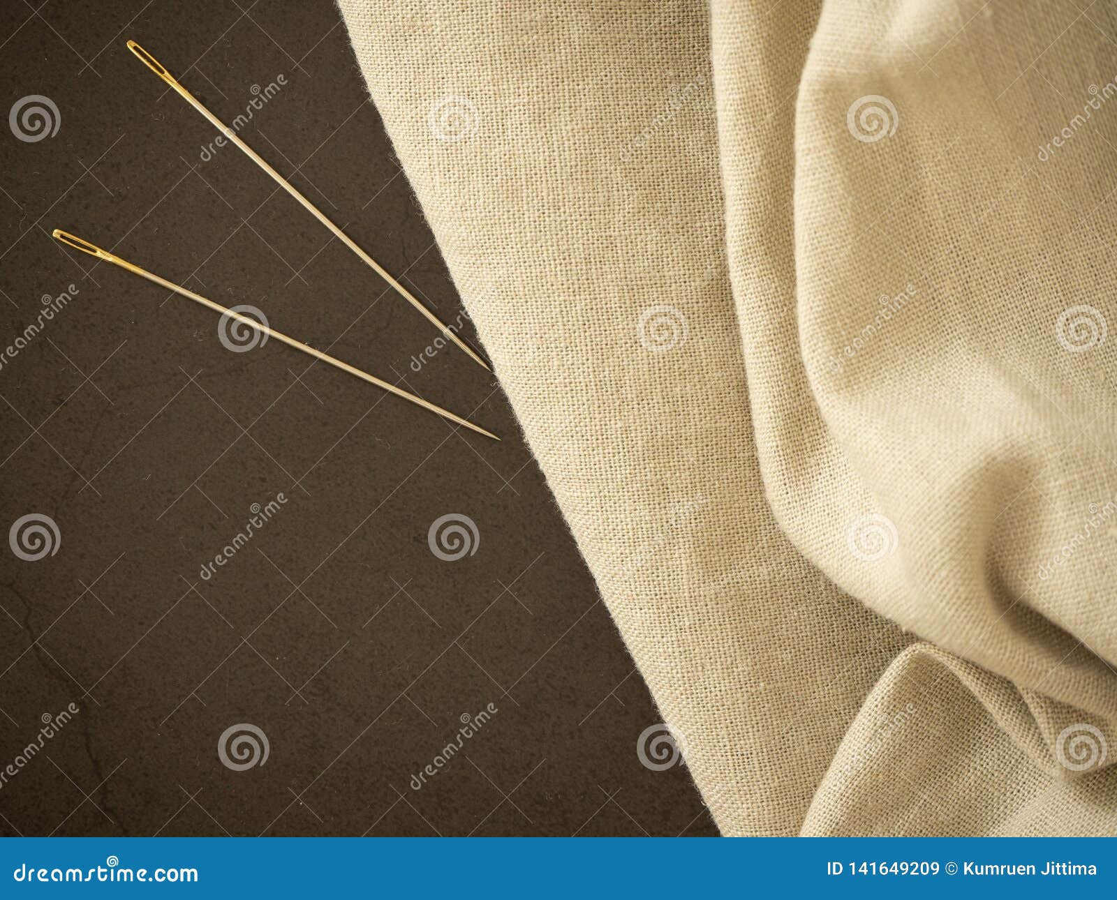 Needle and Natural Linen Texture Background Stock Image - Image of ...