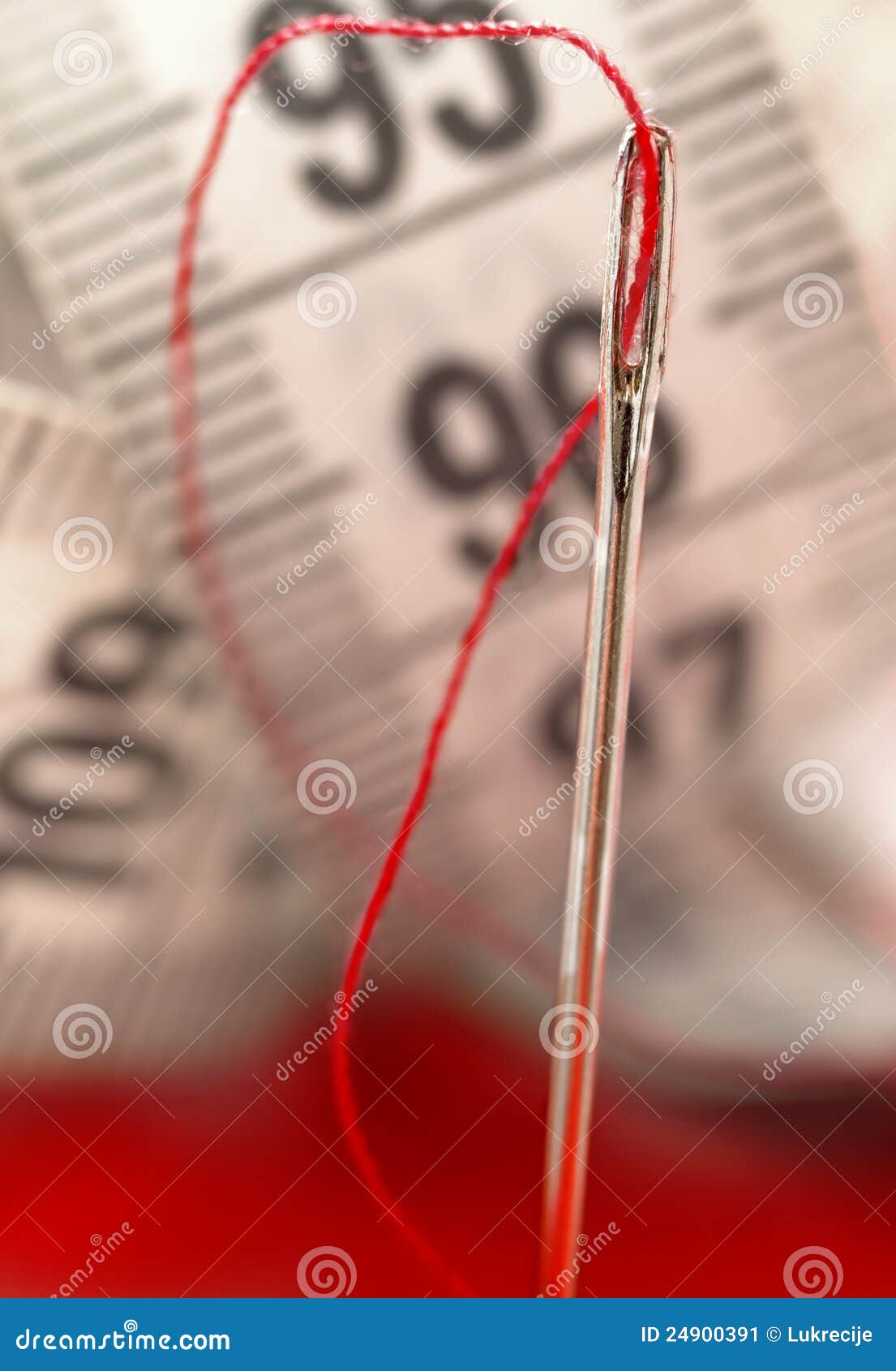 Needle with red thread stock image. Image of craft, slim - 24900391