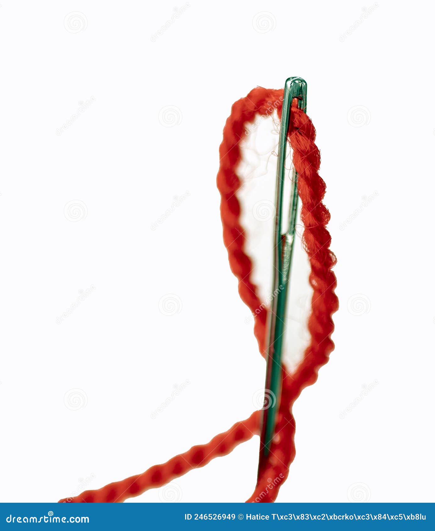 Needle with Red Thread. Macrophoto Stock Image - Image of embroidery ...