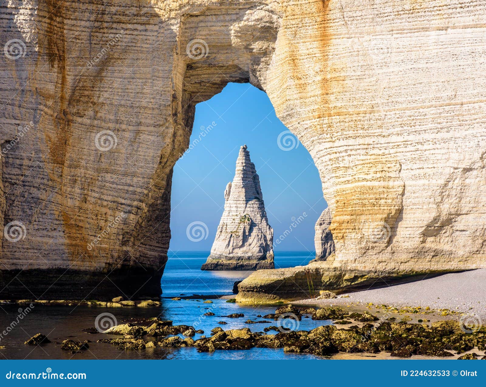 The Needle Seen through the Arch of the Manneporte Cliff in Etretat ...