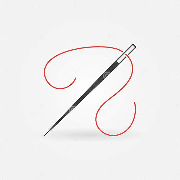 Needle for Sewing with Red Thread Vector Tailoring Concept Icon Stock ...