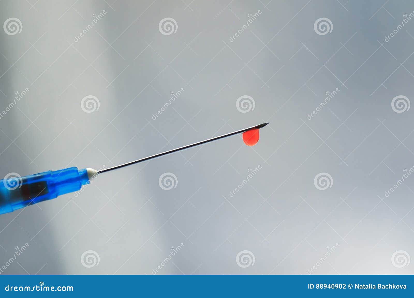 Needle of Syringe with Blood Drop at the Tip Stock Photo - Image of ...