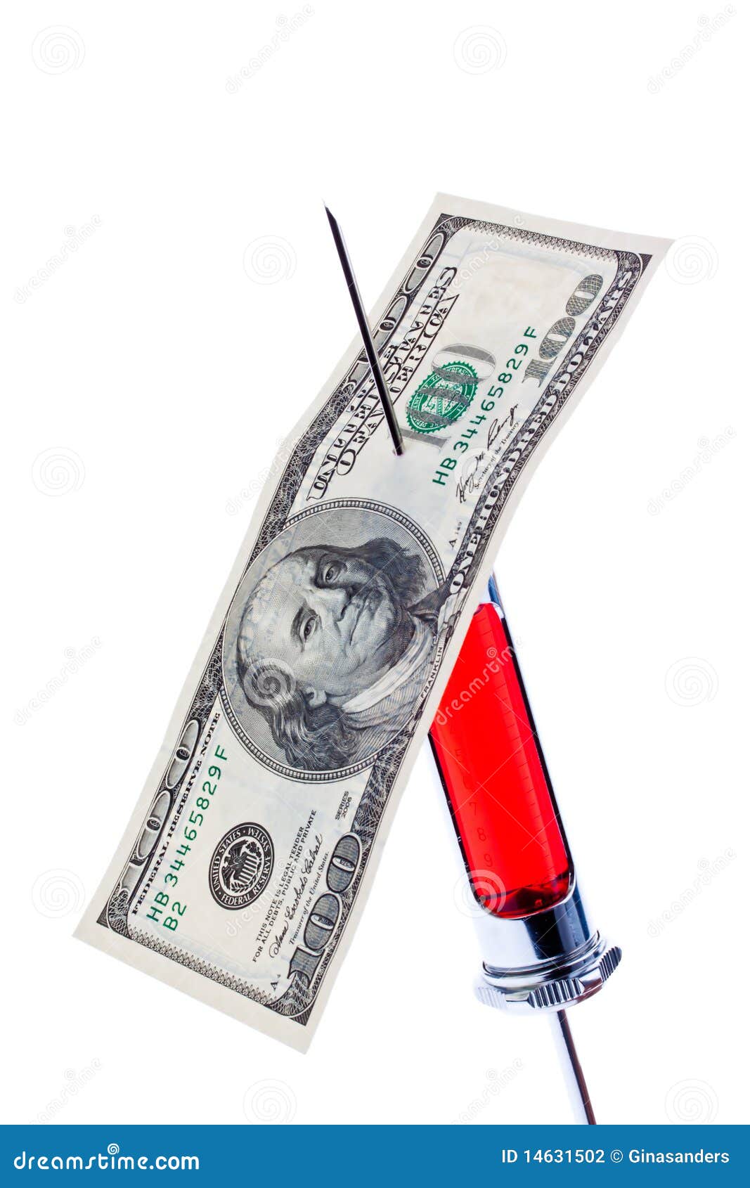 Needle and Syringe with a Dollar Bill Stock Photo - Image of medical ...