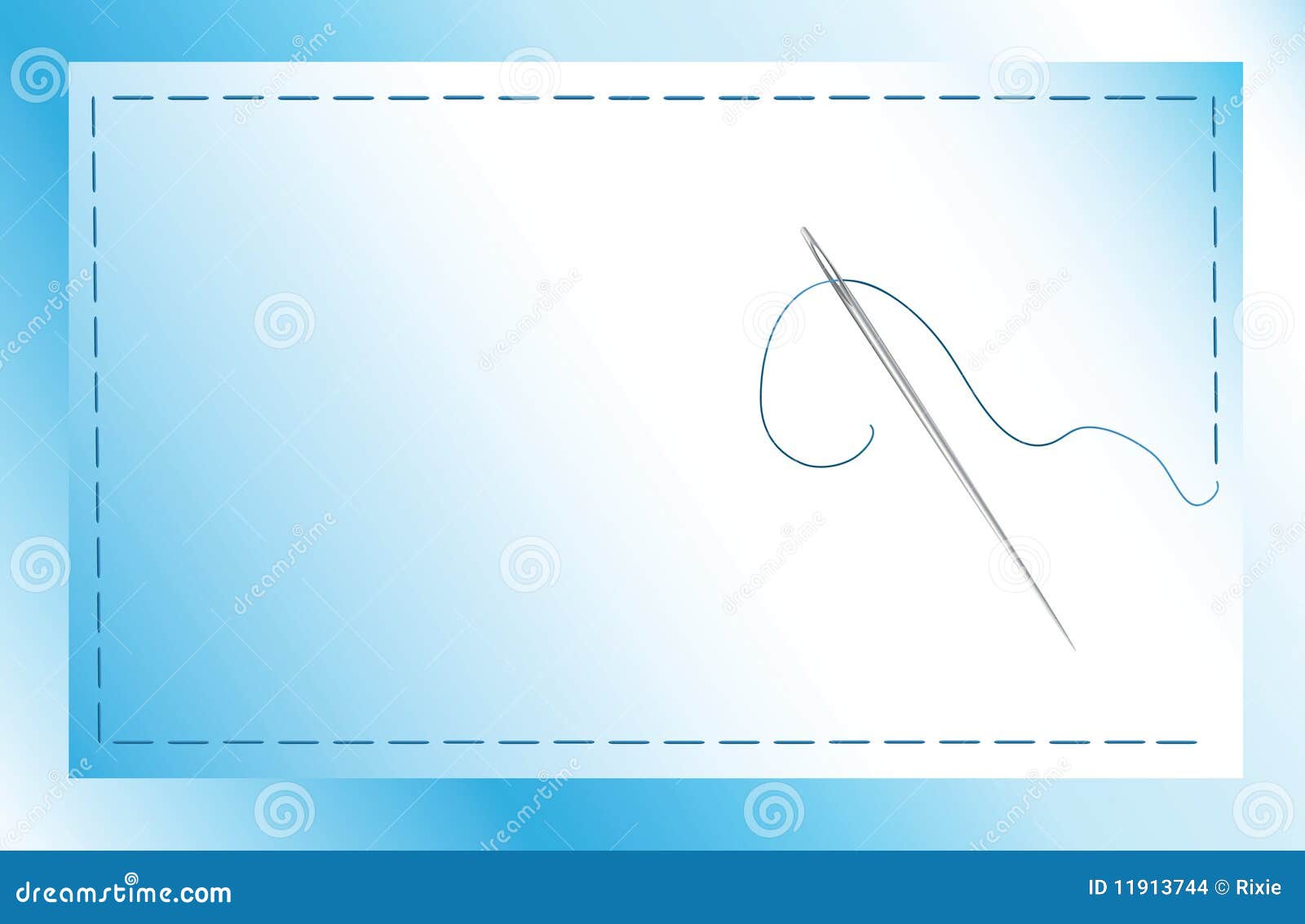 Needle and thread on blue stock vector. Illustration of seam - 11913744
