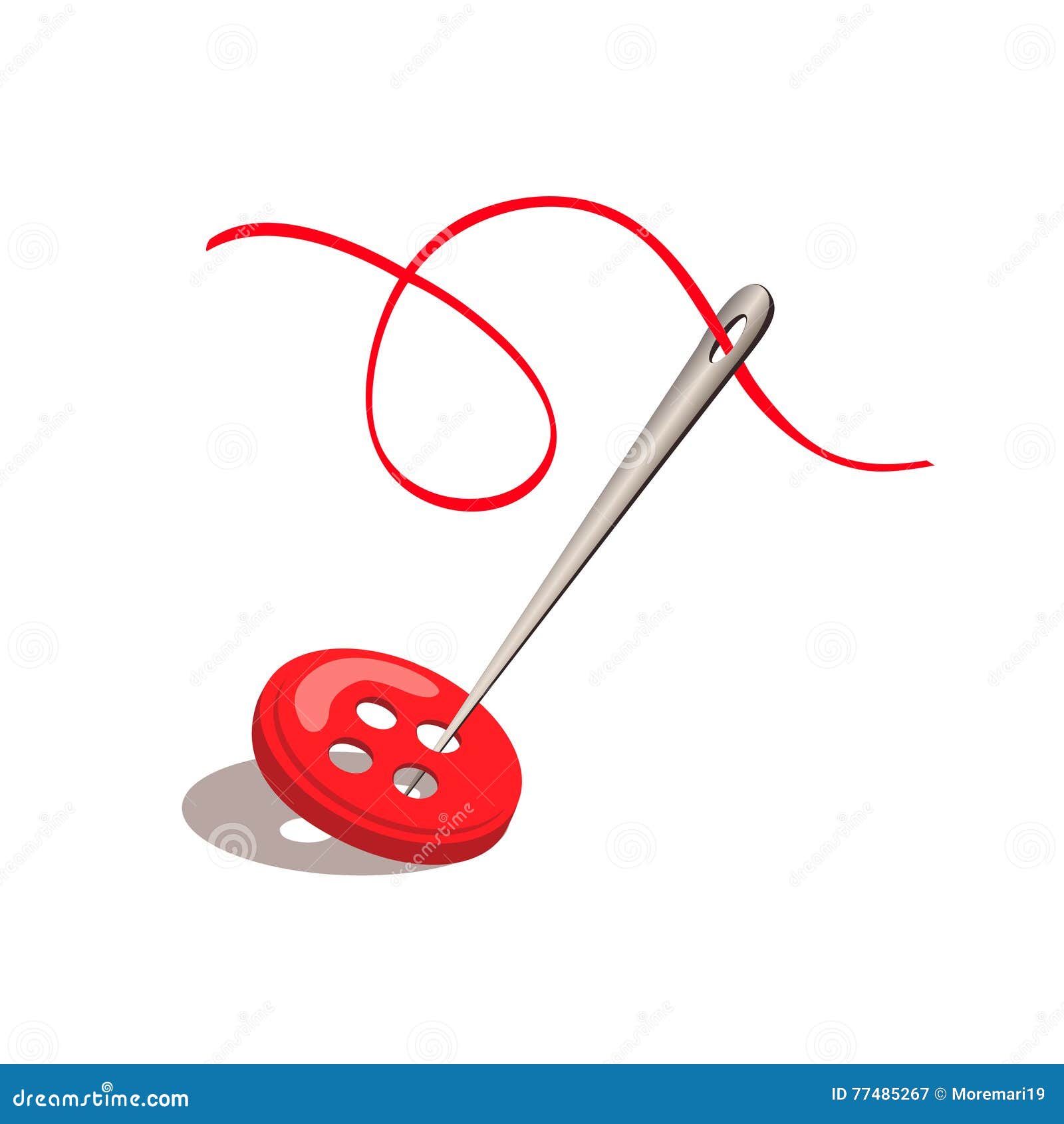 Needle and Thread and Button Stock Vector - Illustration of needle ...