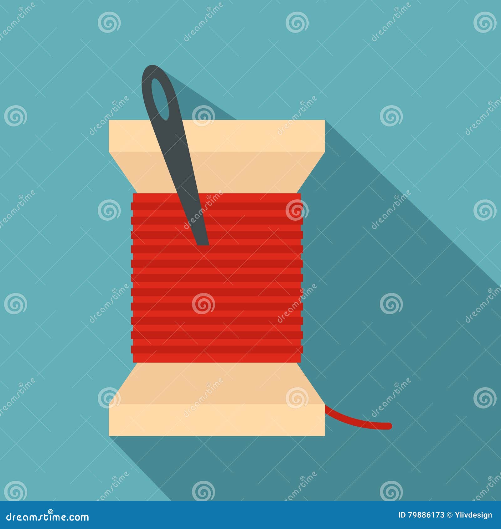 Needle and Thread Icon, Flat Style Stock Vector - Illustration of ...