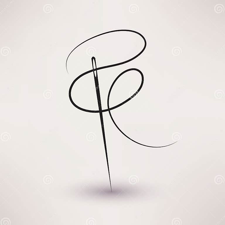 Needle and Thread Icon Vector in Flat Style. Stock Vector ...