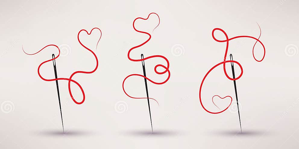 Needle and Thread Icon Vector Set in Flat Style. Stock Vector ...