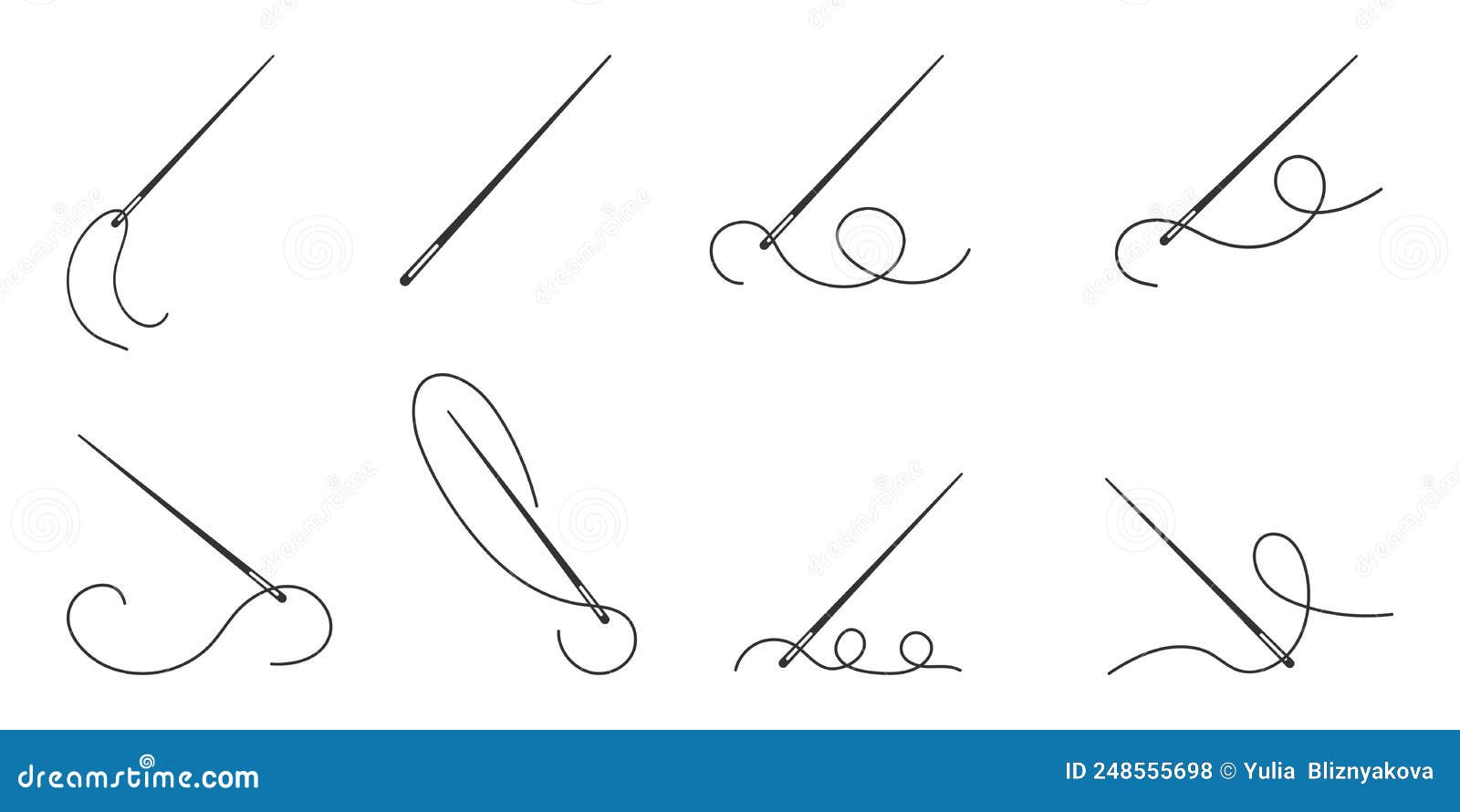 Needle with Thread in Linear Style. Vector Illustration Embroidery and ...