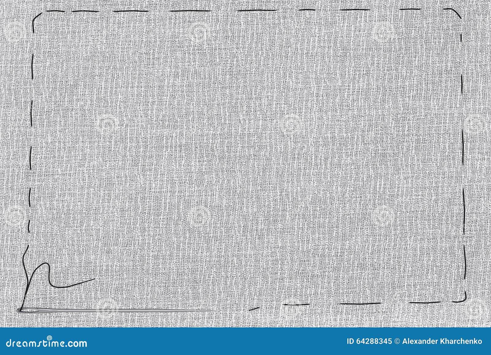 Needle and Thread in Natural Linen Texture As Border Stock Image ...