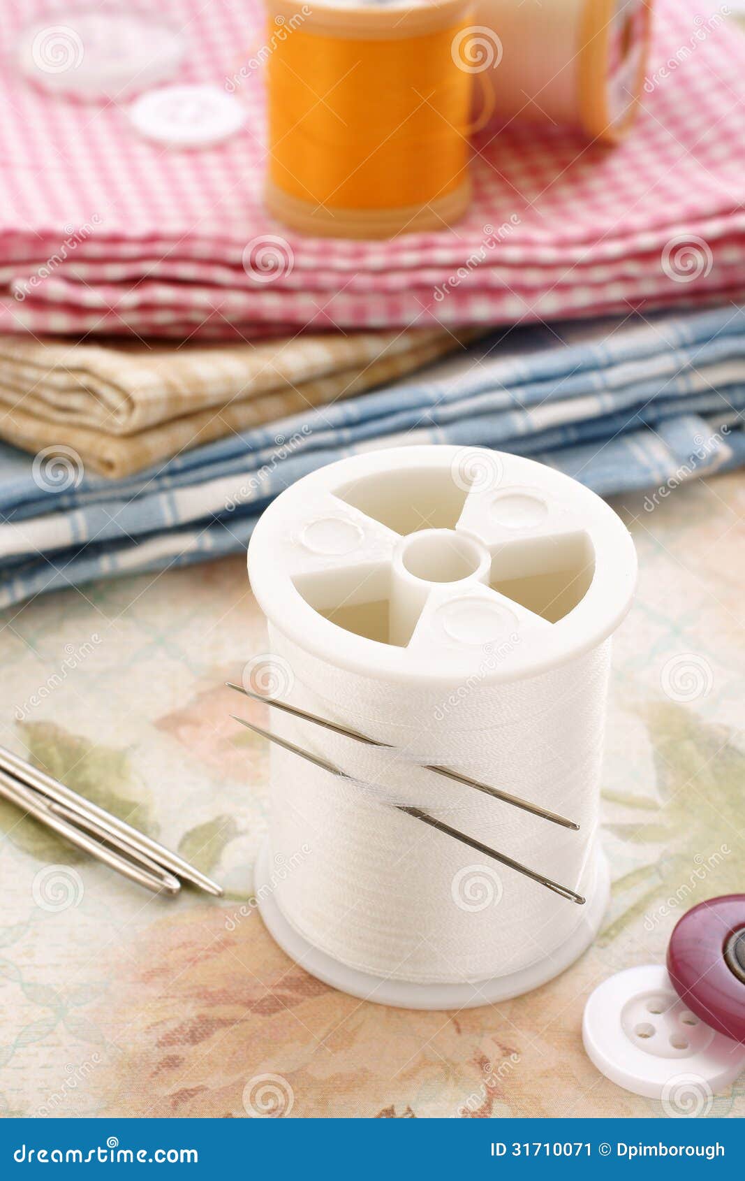 Needle and thread stock image. Image of material, button - 31710071