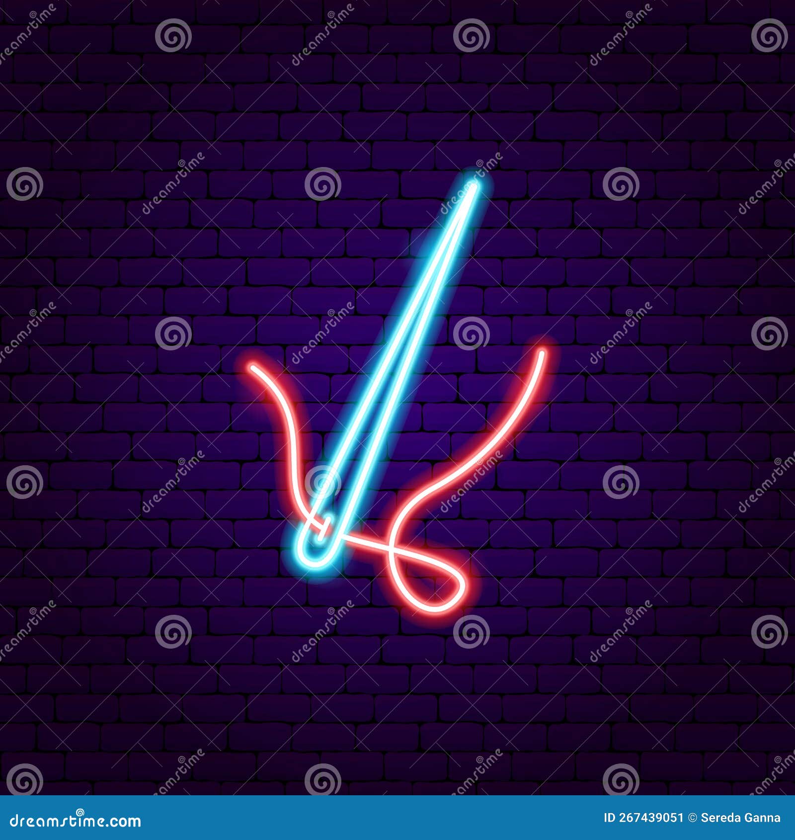 Needle and Thread Neon Sign Stock Vector - Illustration of hobby, tool ...