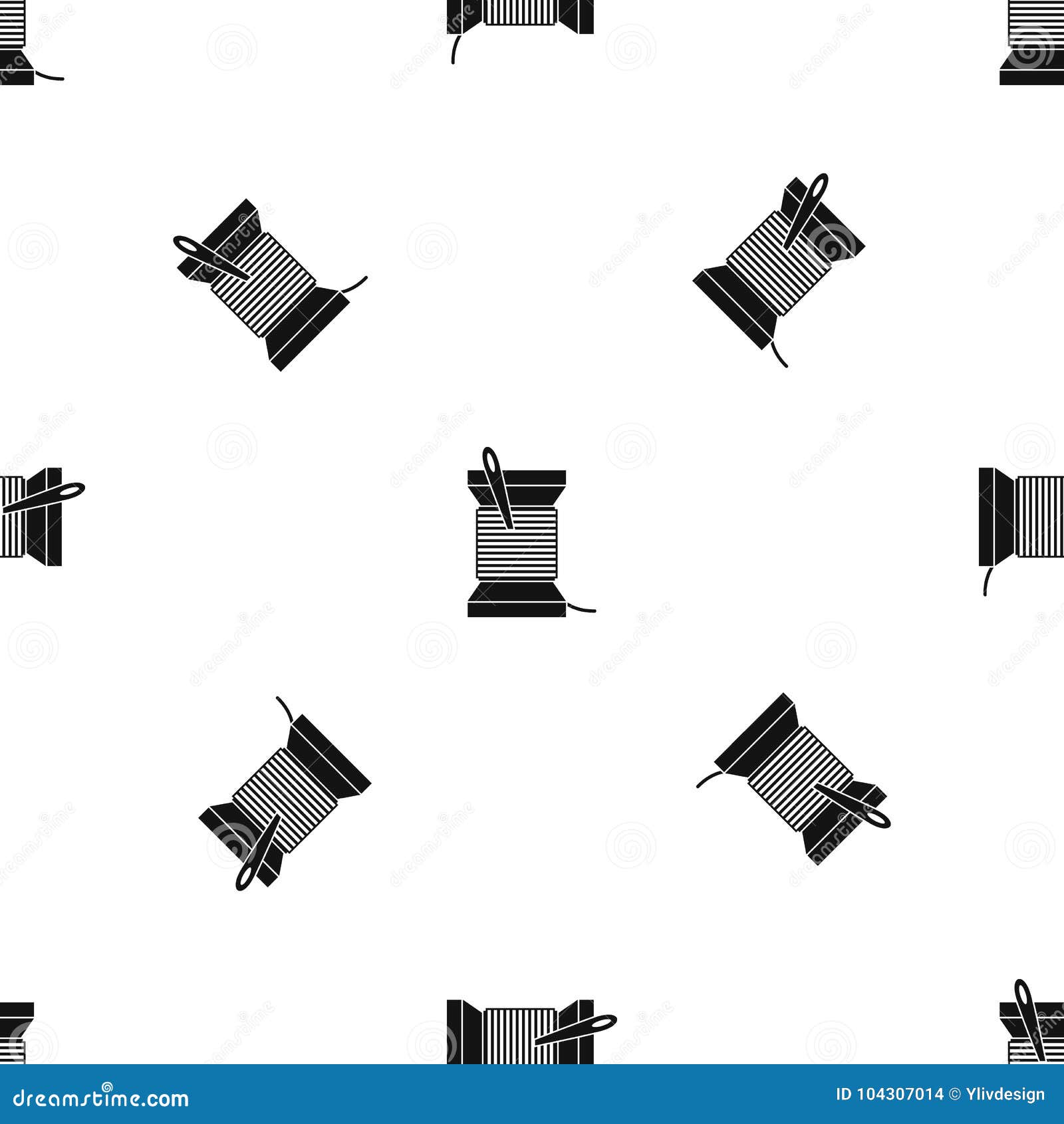 Needle and Thread Pattern Seamless Black Stock Vector - Illustration of ...