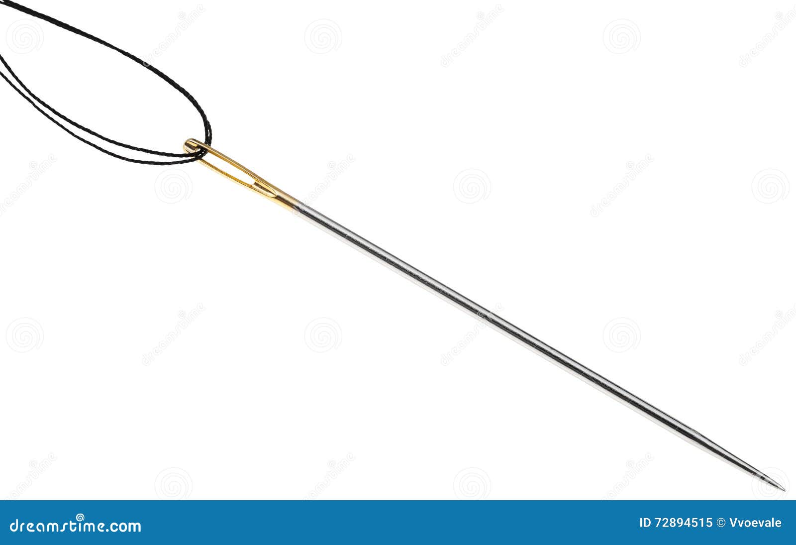 Needle with Thread Threaded through Needle S Eye Stock Image - Image of ...