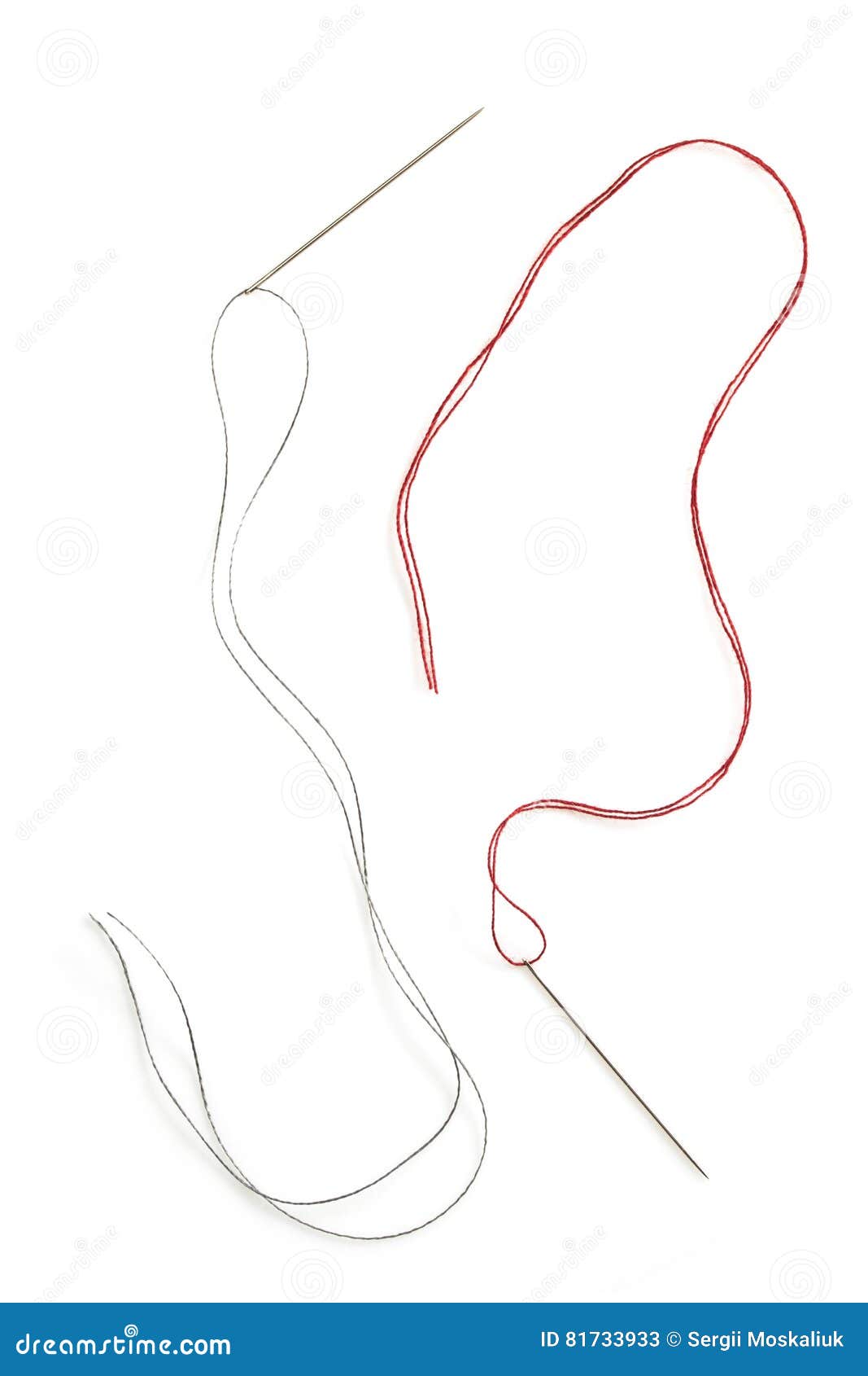 Needle and thread on white stock image. Image of coil - 81733933