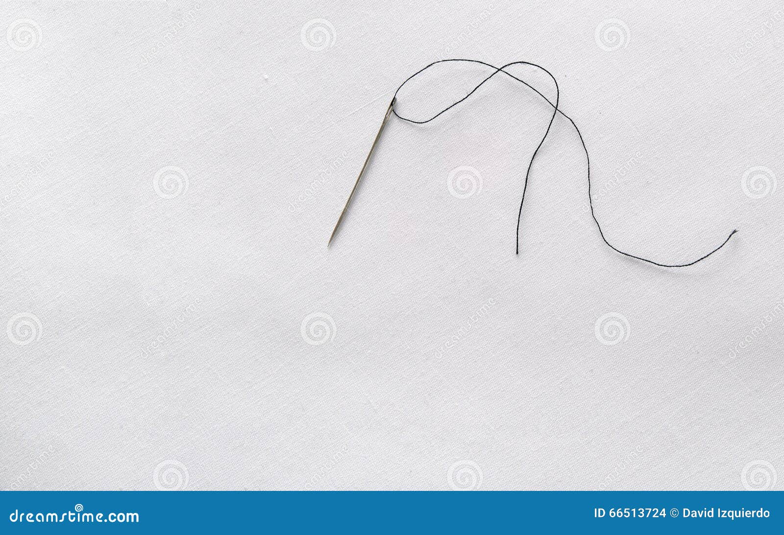 Needle with Thread on White Cloth Top View Stock Photo - Image of ...