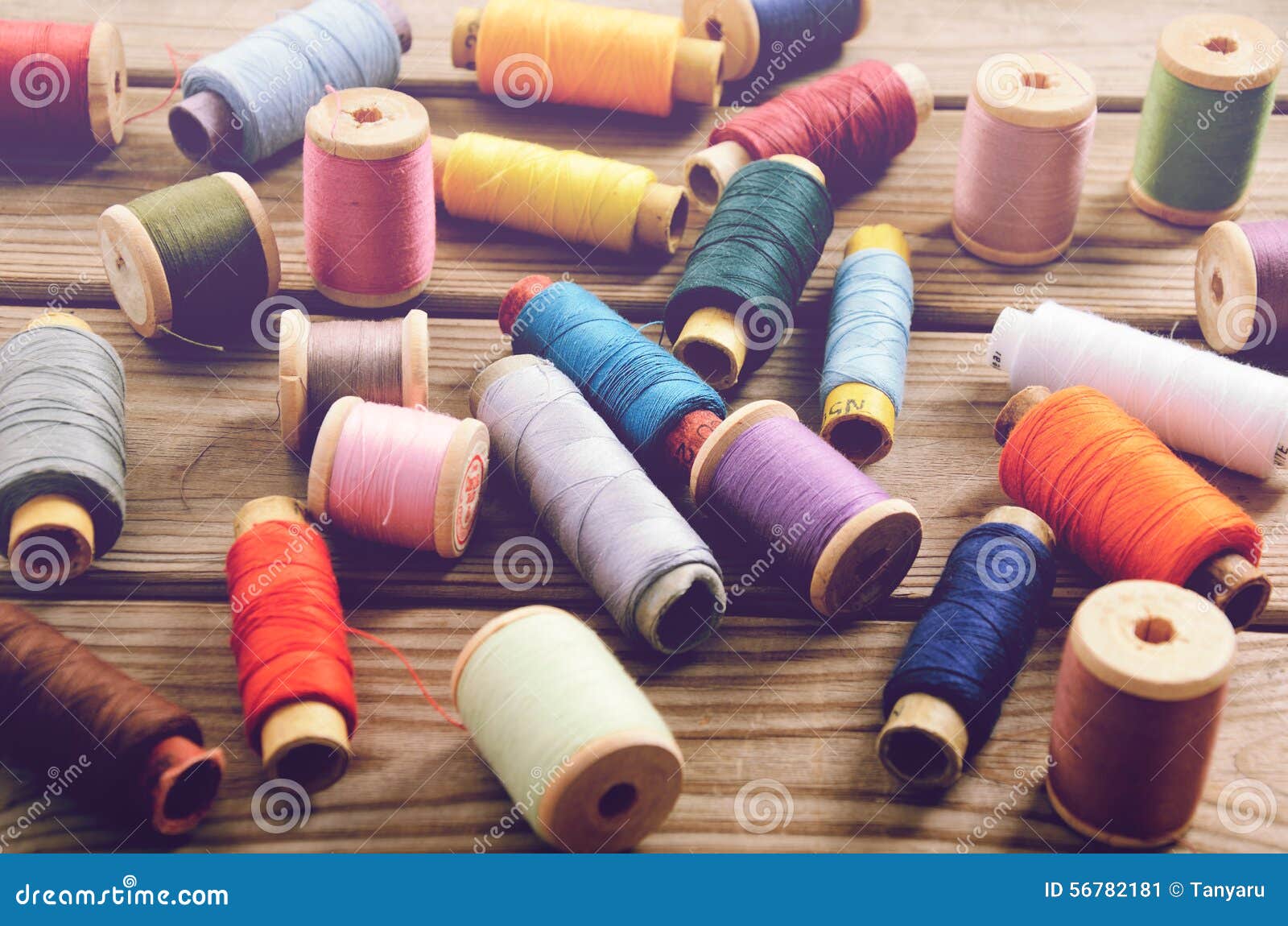 Needle Thread on a Wooden Table Stock Image - Image of heap, clothing ...