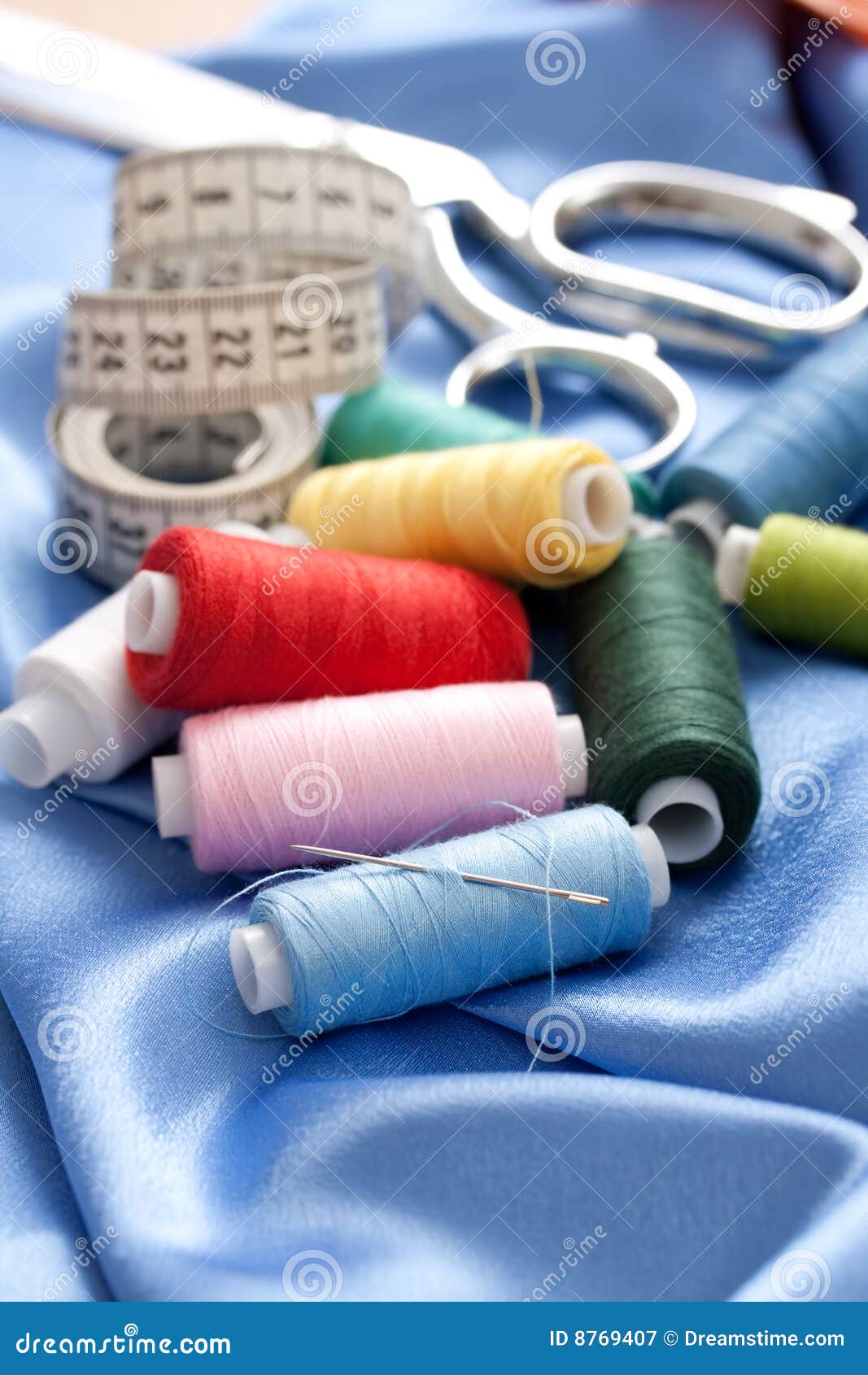 Needle and threads stock image. Image of fabric, stitch - 8769407