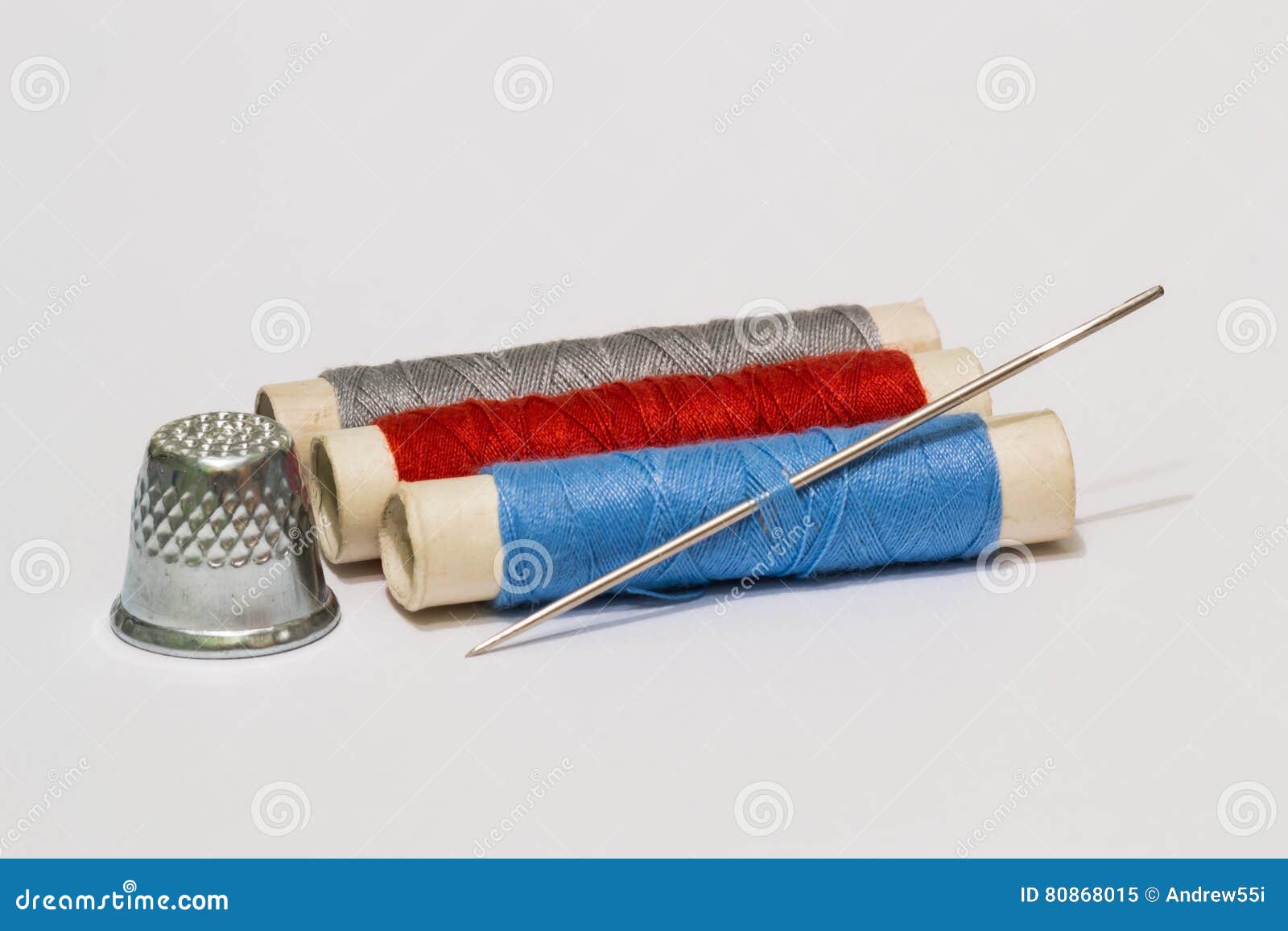 Needle, Threads and Thimble. Tailoring Stock Image - Image of thread ...