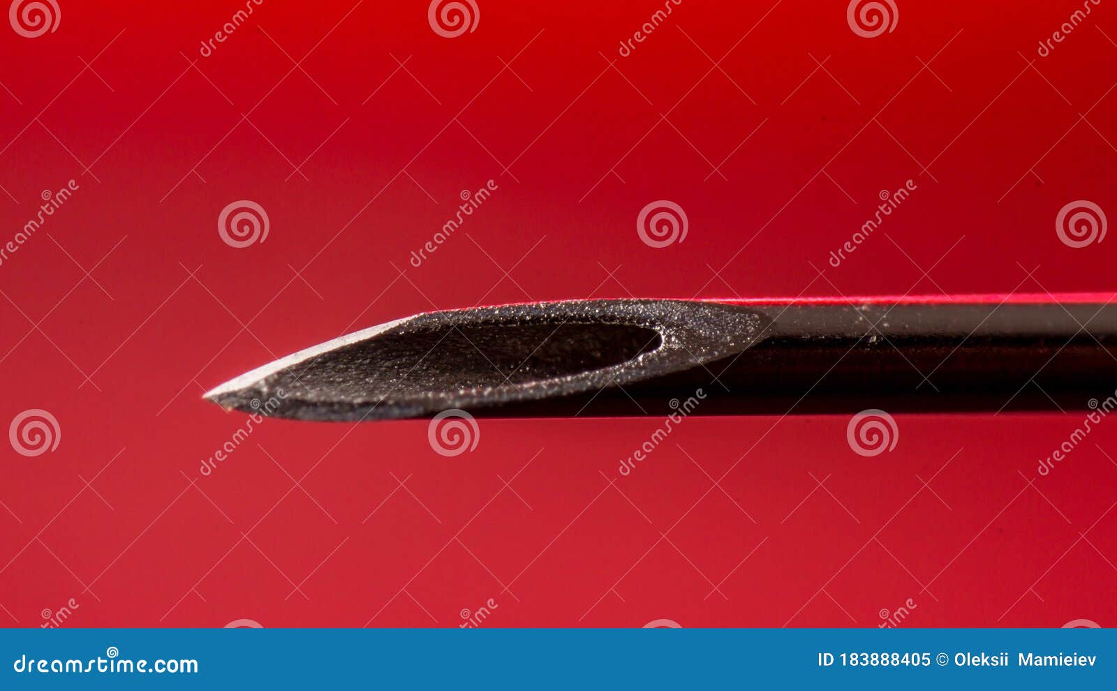 Needle Tip of an Injection Syringe, on Red Background Stock Image ...