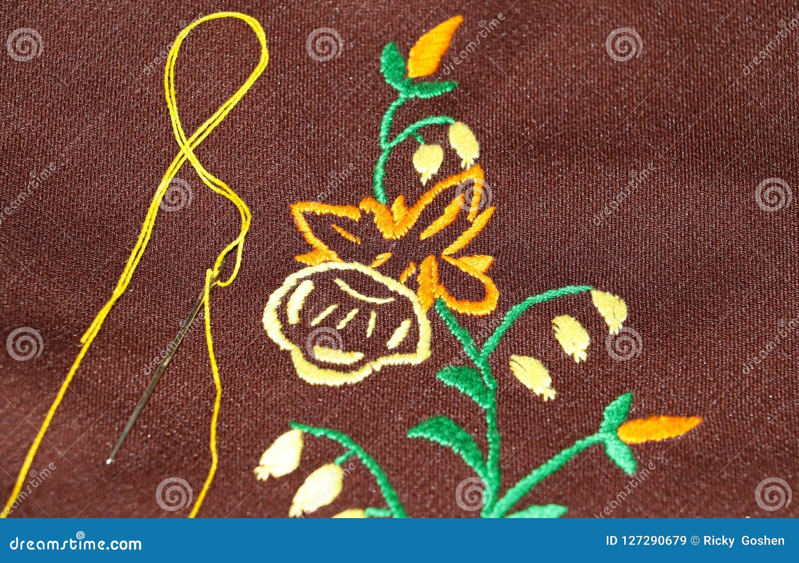Needle with Yellow Embroidery Thread Stock Image - Image of thread ...