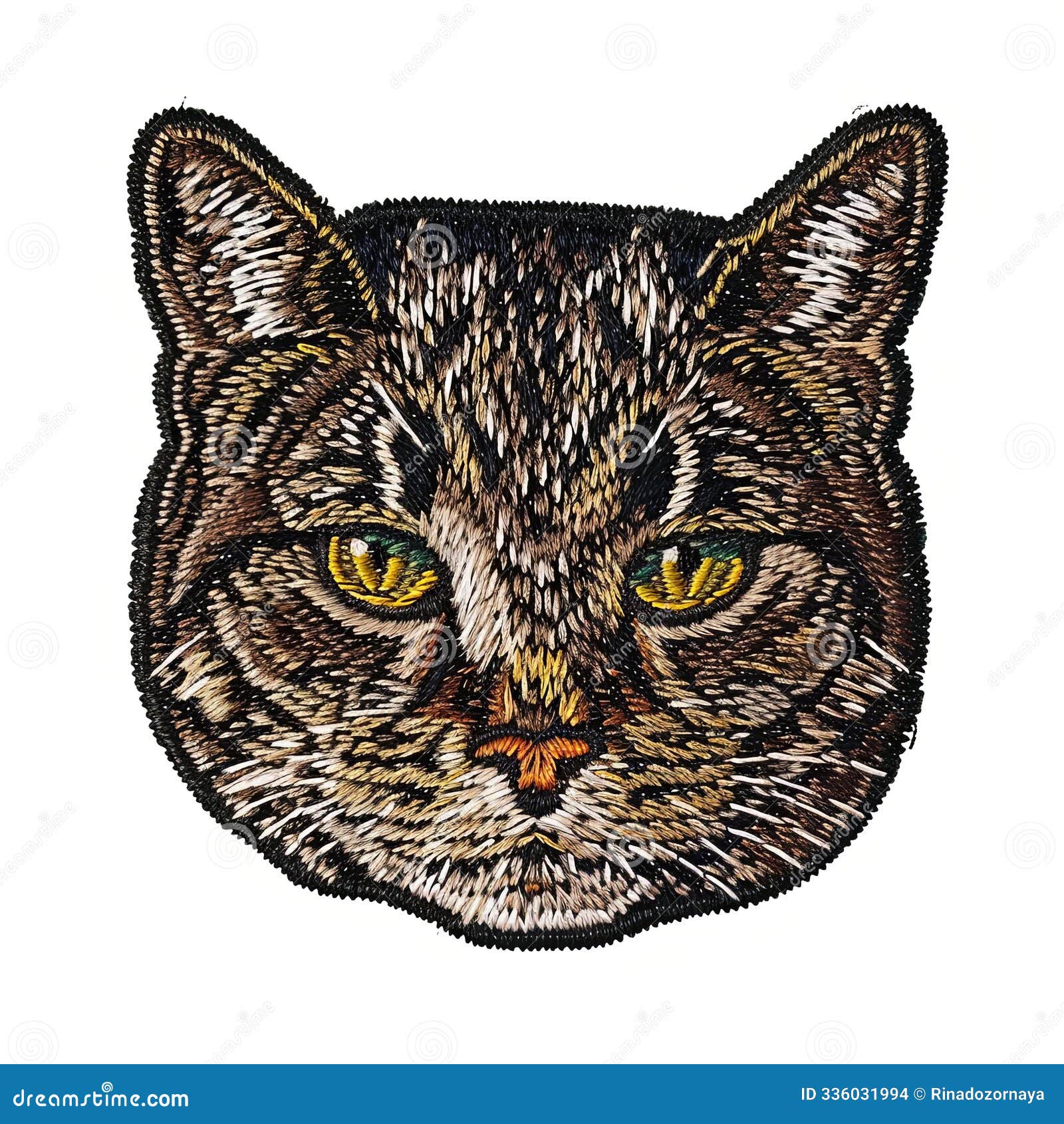 Needlepoint Embroidery Iron on Patch of a Cat Face, Isolated on White ...