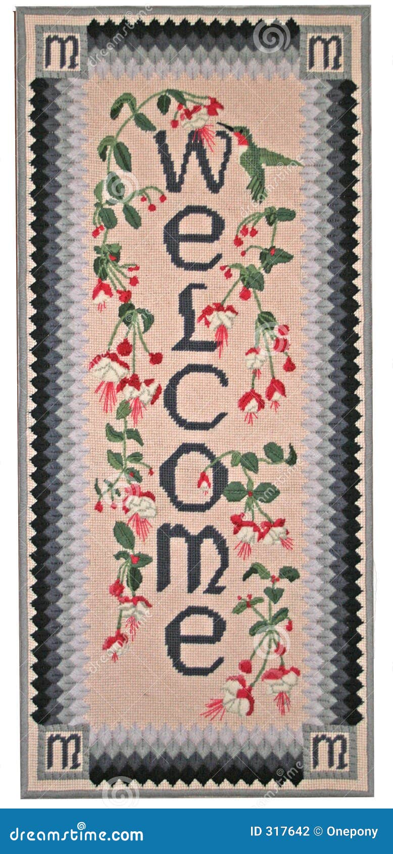 Needlepoint Welcome stock photo. Image of flowers, handiwork - 317642