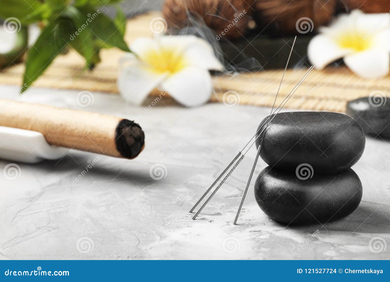 Needles for Acupuncture and Stones Stock Photo - Image of nerve ...