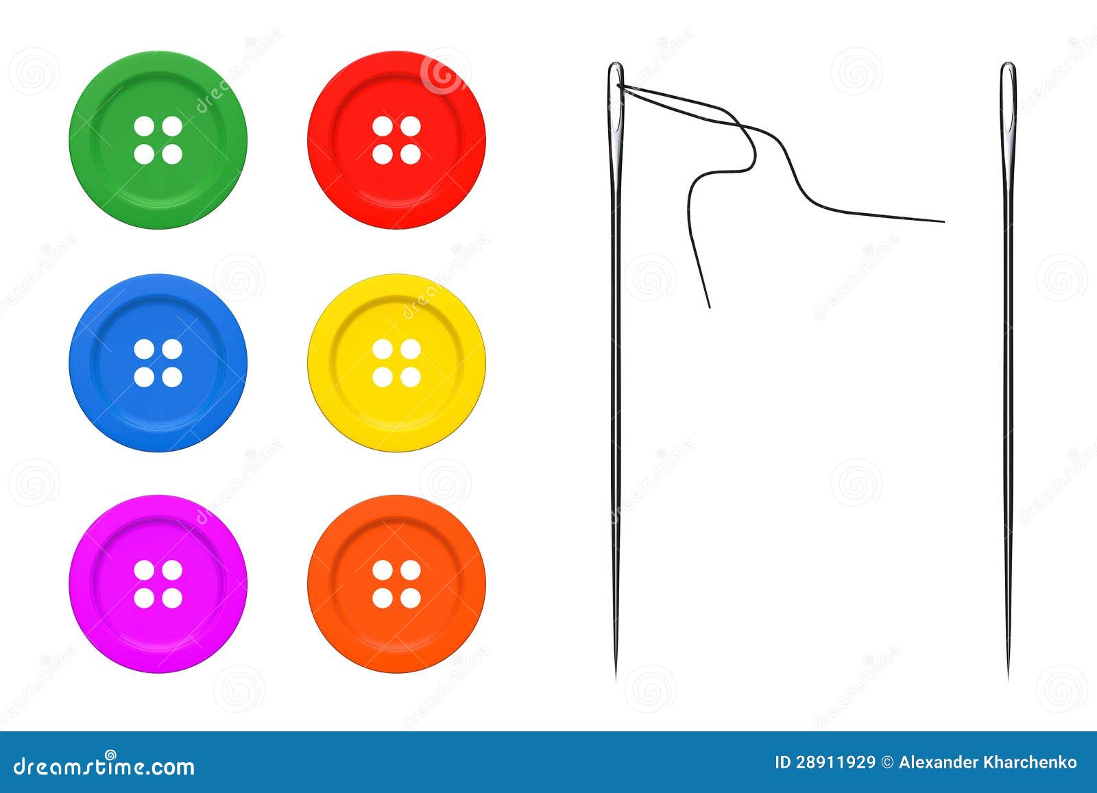 Needles and Buttons Set stock illustration. Illustration of fastener ...