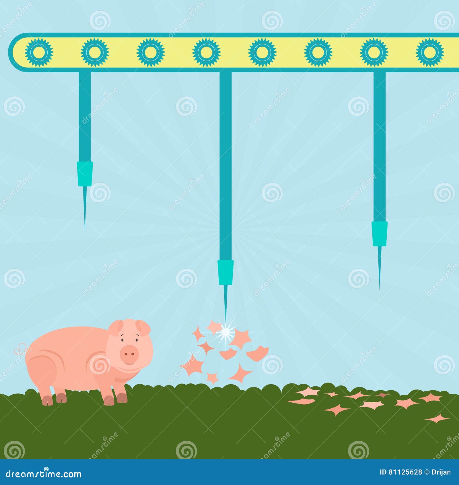 Needles exploding pigs stock vector. Illustration of death - 81125628