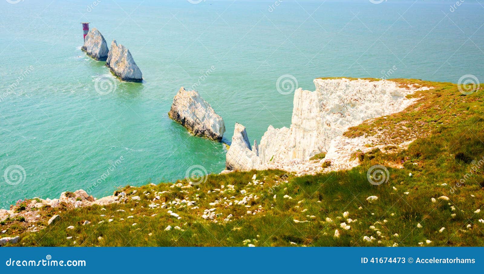 The Needles Isle of Wight Landmark by Alum Bay Stock Image - Image of ...