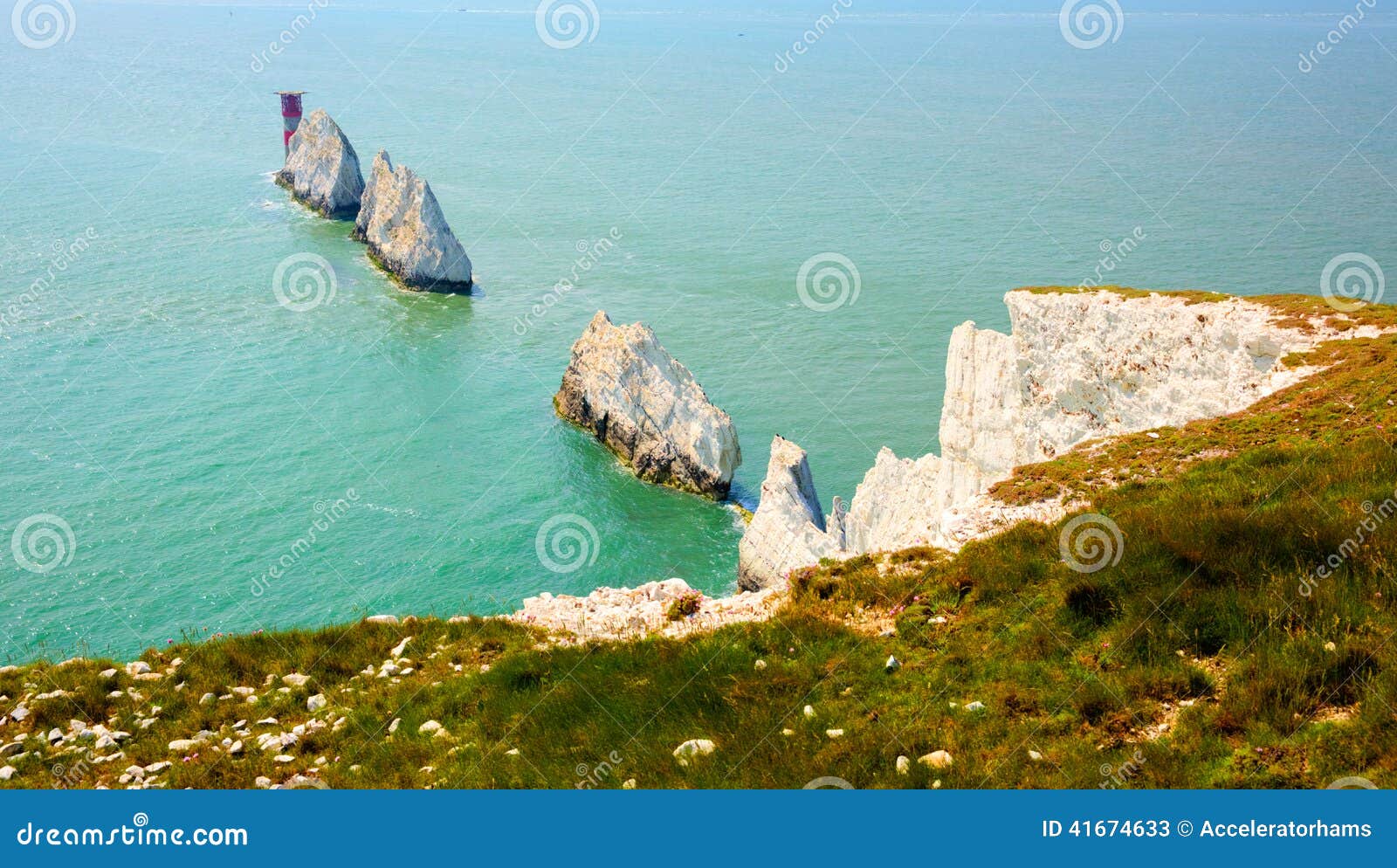 The Needles Isle of Wight Landmark by Alum Bay Stock Image - Image of ...