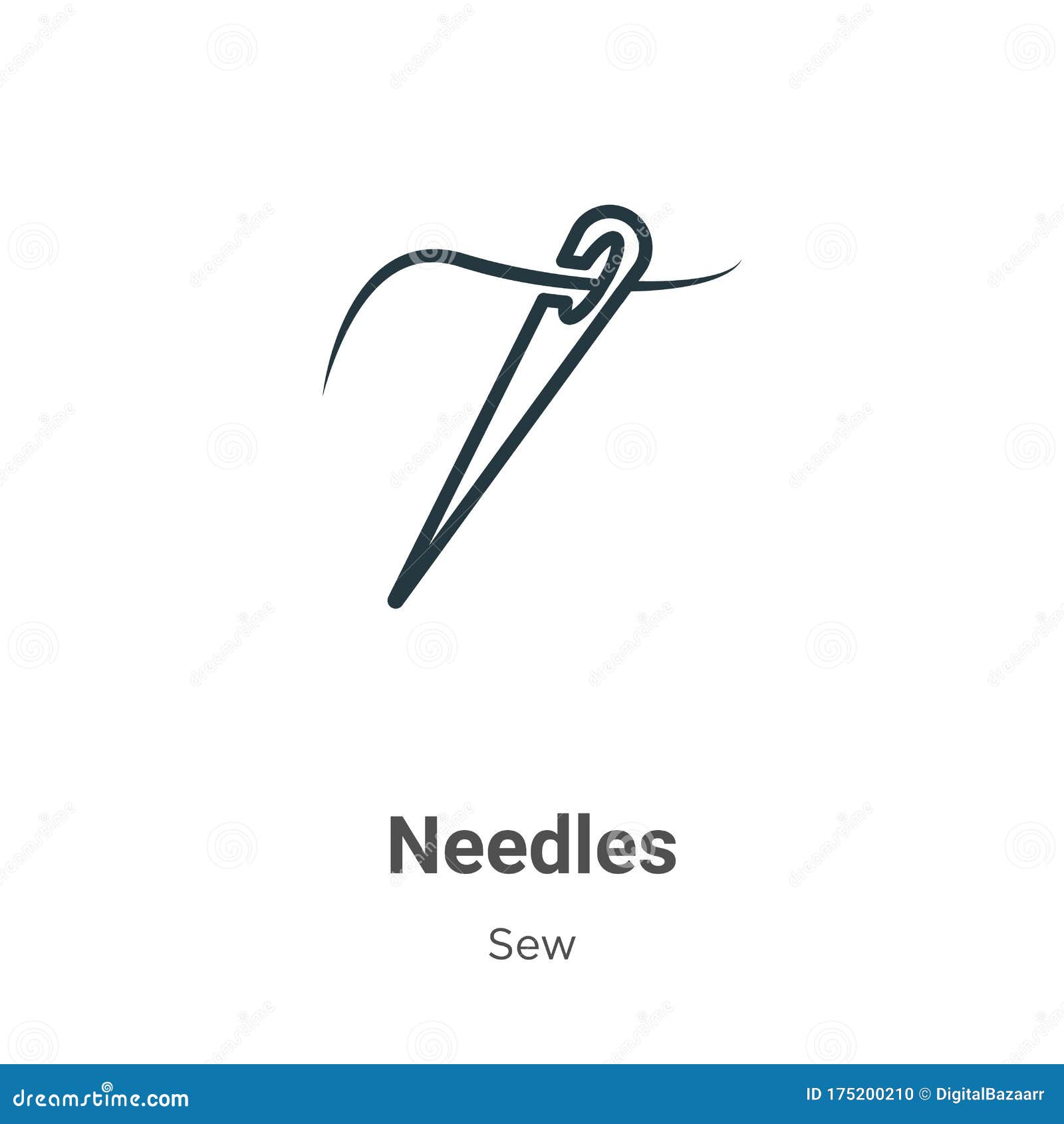 Needles Outline Vector Icon. Thin Line Black Needles Icon, Flat Vector ...