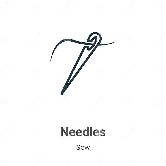 Needles Outline Vector Icon. Thin Line Black Needles Icon, Flat Vector ...