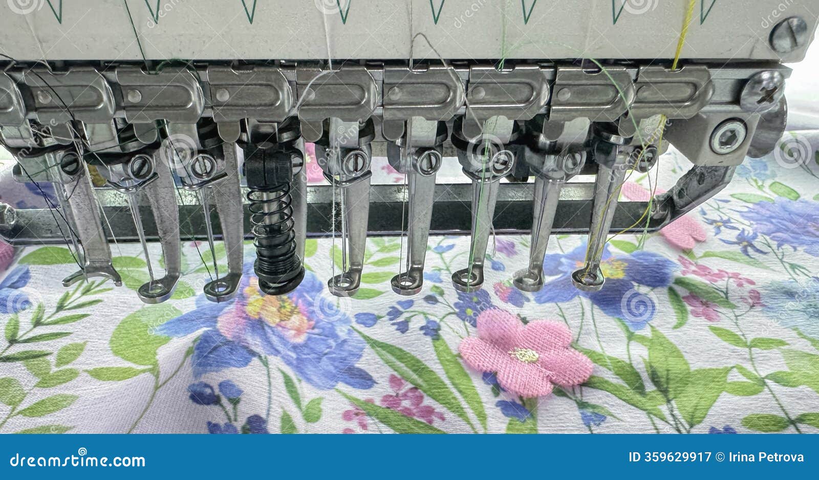 Needles of a Production Embroidery Machine in Close-up Operation Stock ...