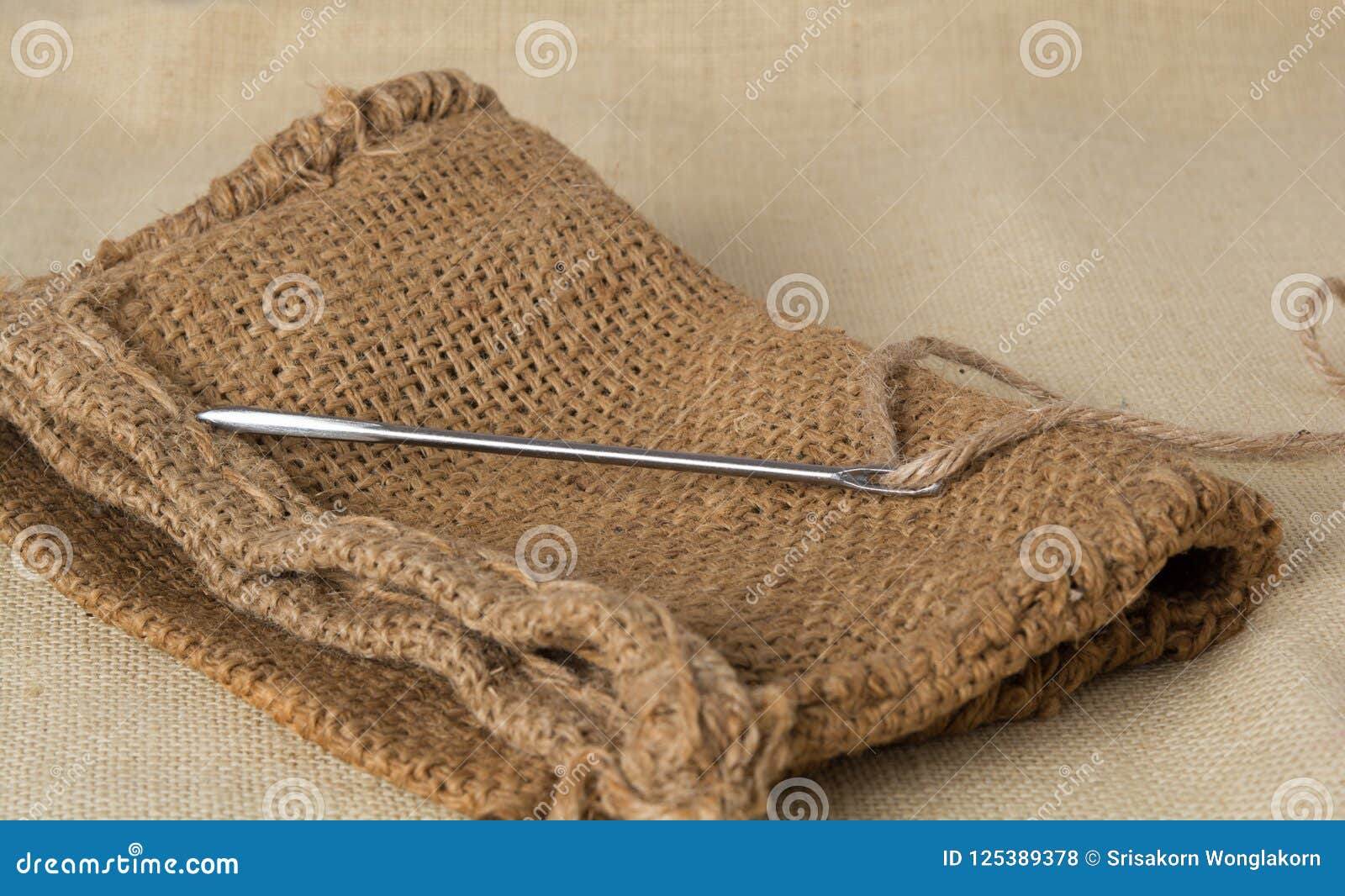 Needles and Ropes with Sacks Stock Photo - Image of brown, close: 125389378