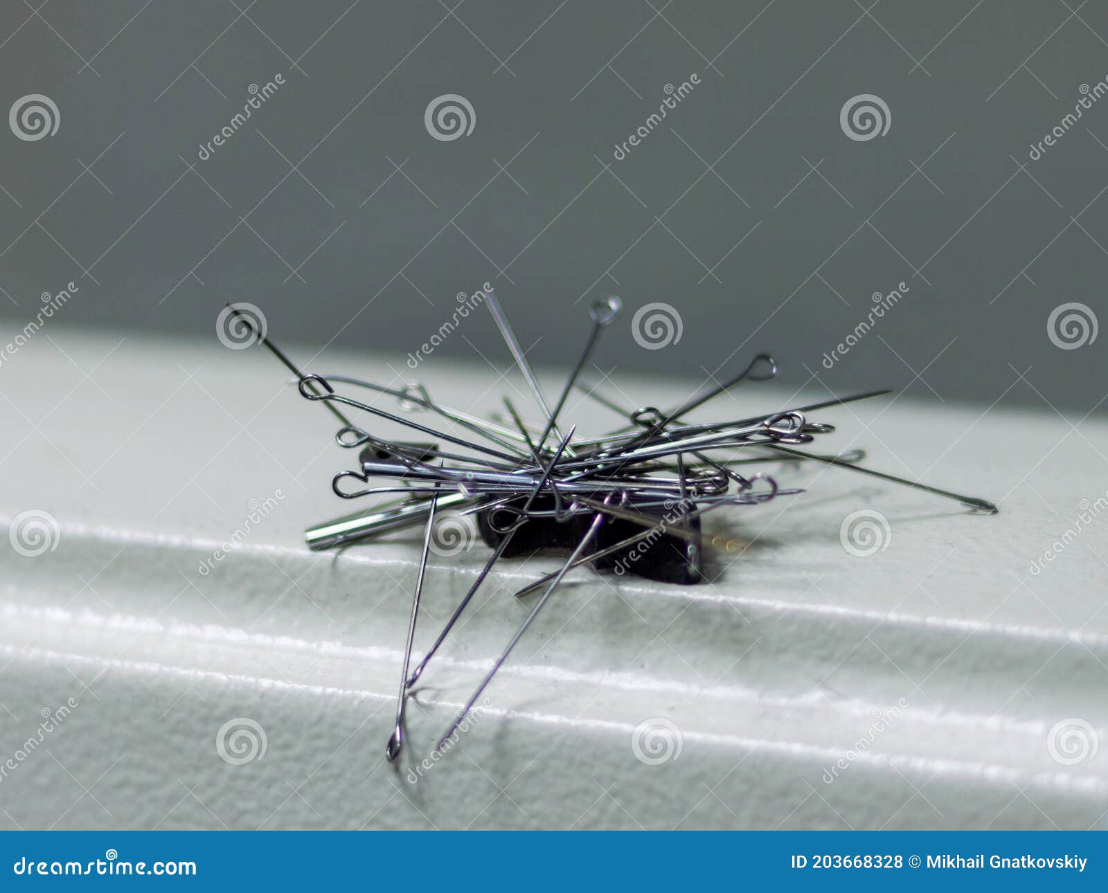 Needles for Sewing are on the Magnet Stock Photo - Image of accessory ...