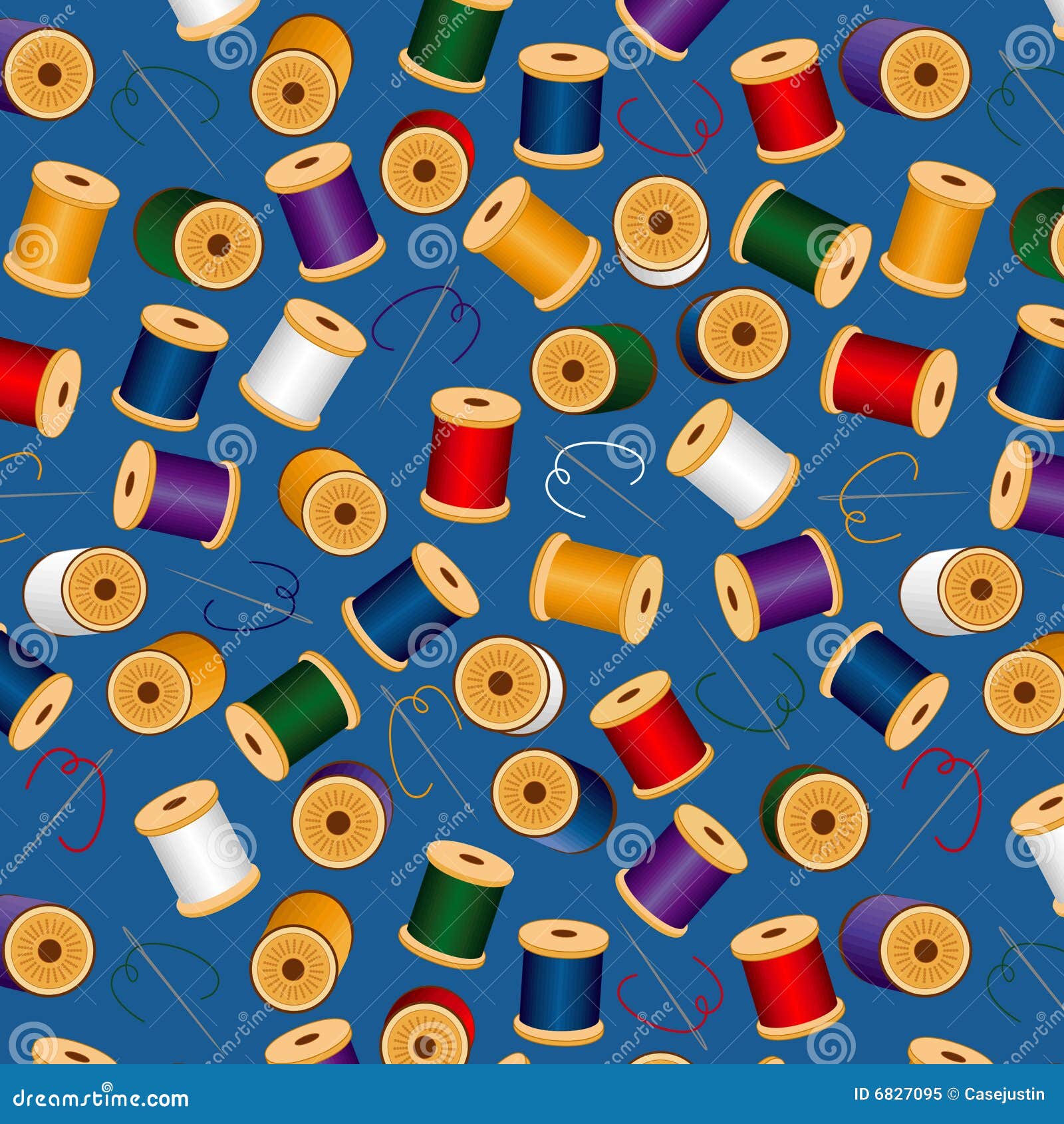 Needles and Threads Seamless Background, Blue Stock Vector ...