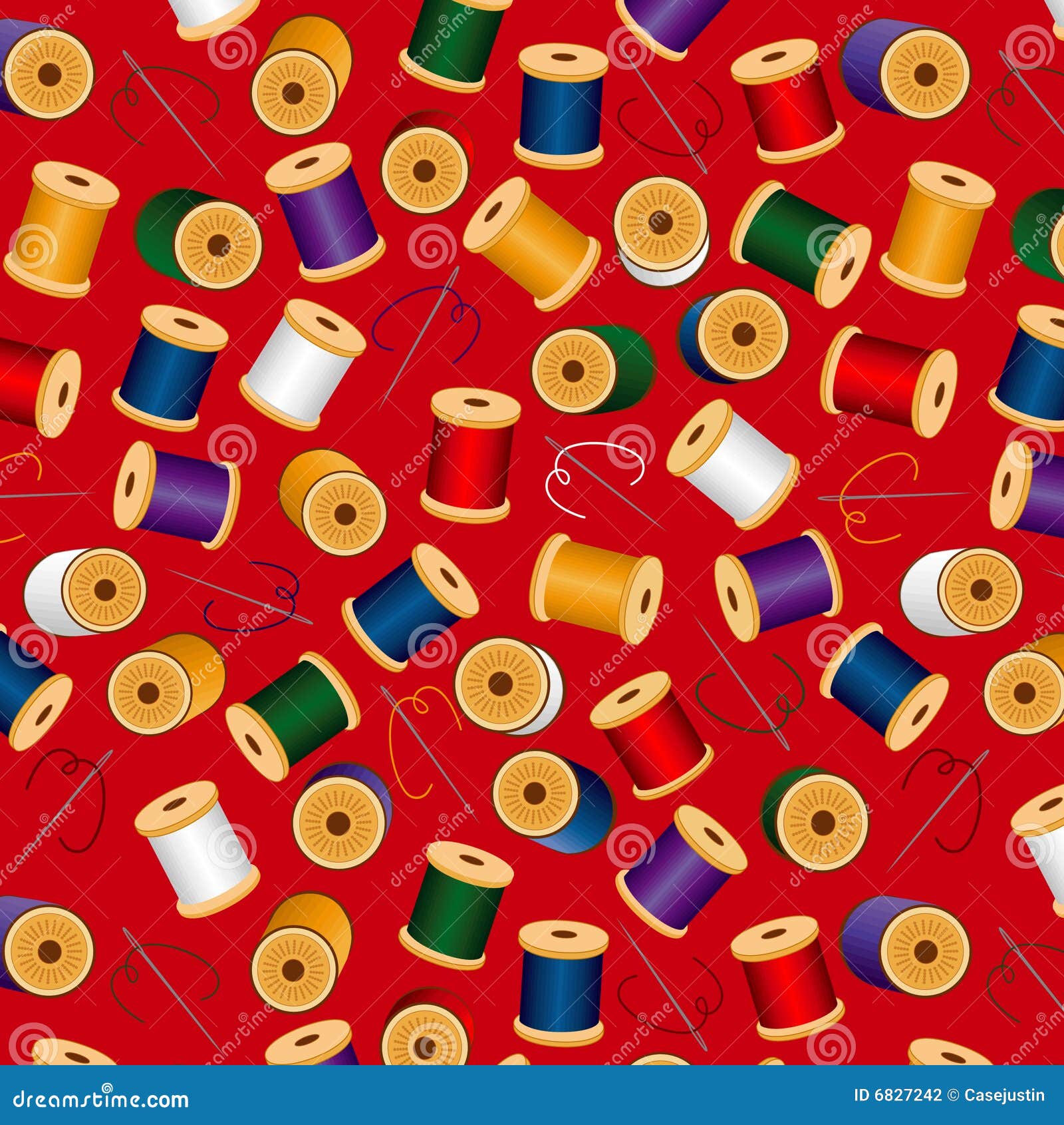 Needles and Threads Seamless Background, Red Stock Vector ...