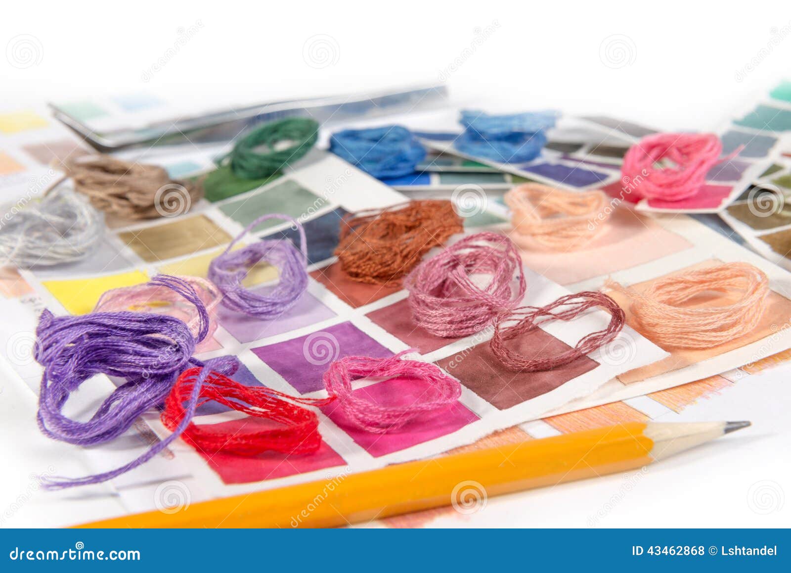 Needlework. Embroidery. Match Colors of Thread. Stock Photo - Image of ...