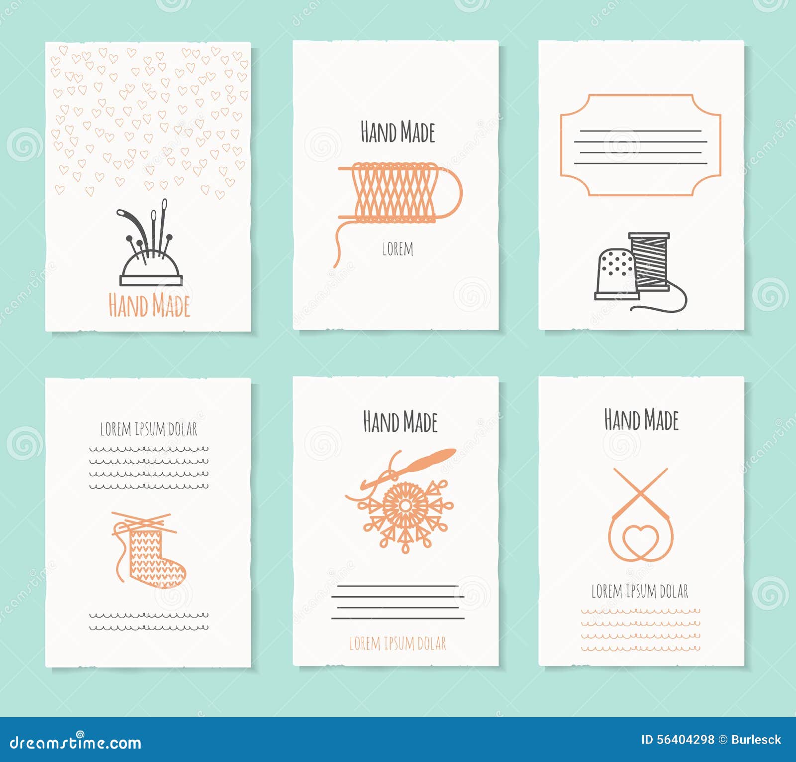 Needlework Hand Made Card Templates Stock Vector - Illustration of ...