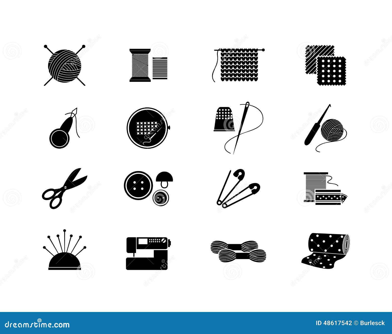 Needlework Icons For Sewing Knitting Needlework Stock Vector