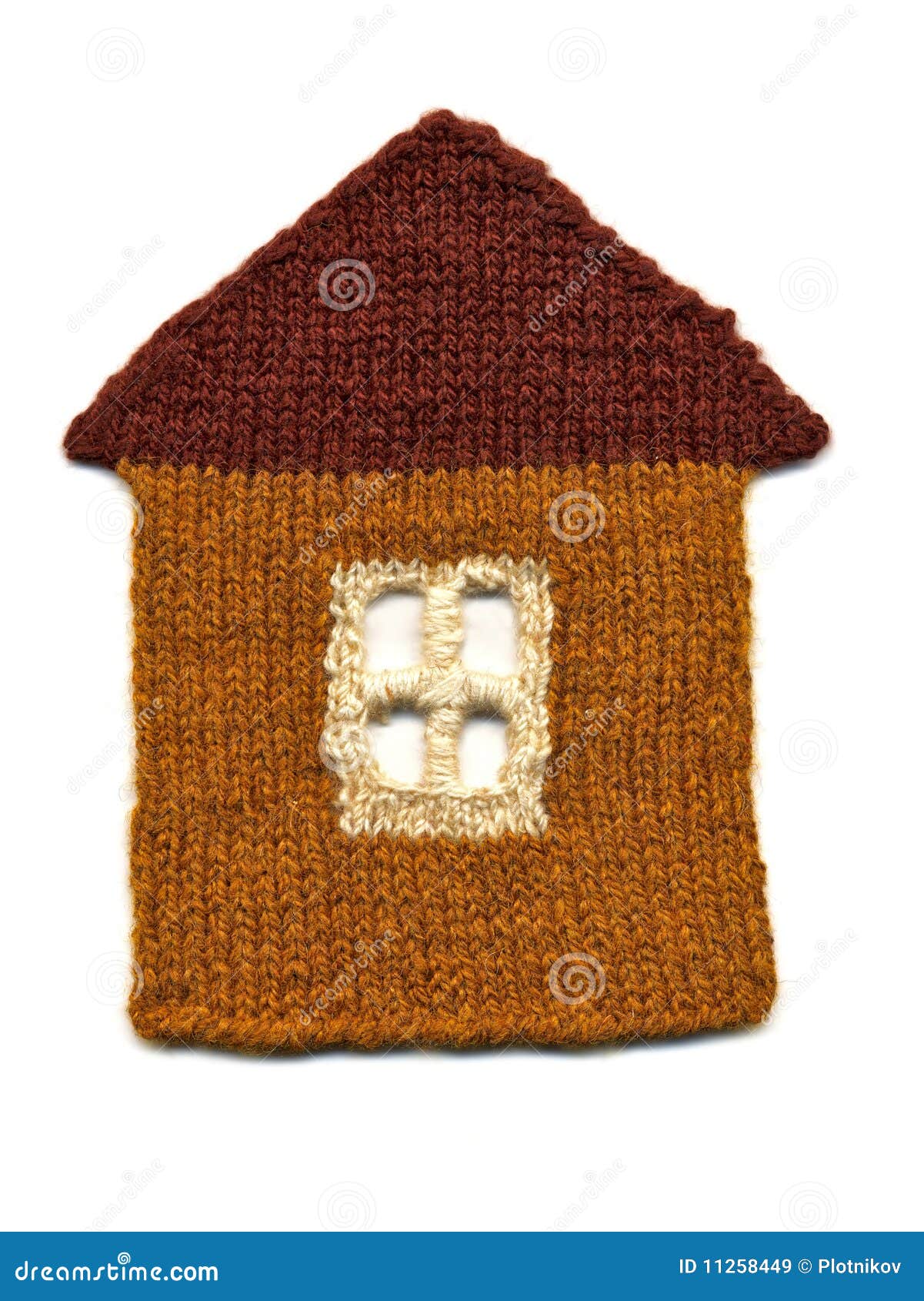 Needlework. knitted house stock image. Image of cottage - 11258449
