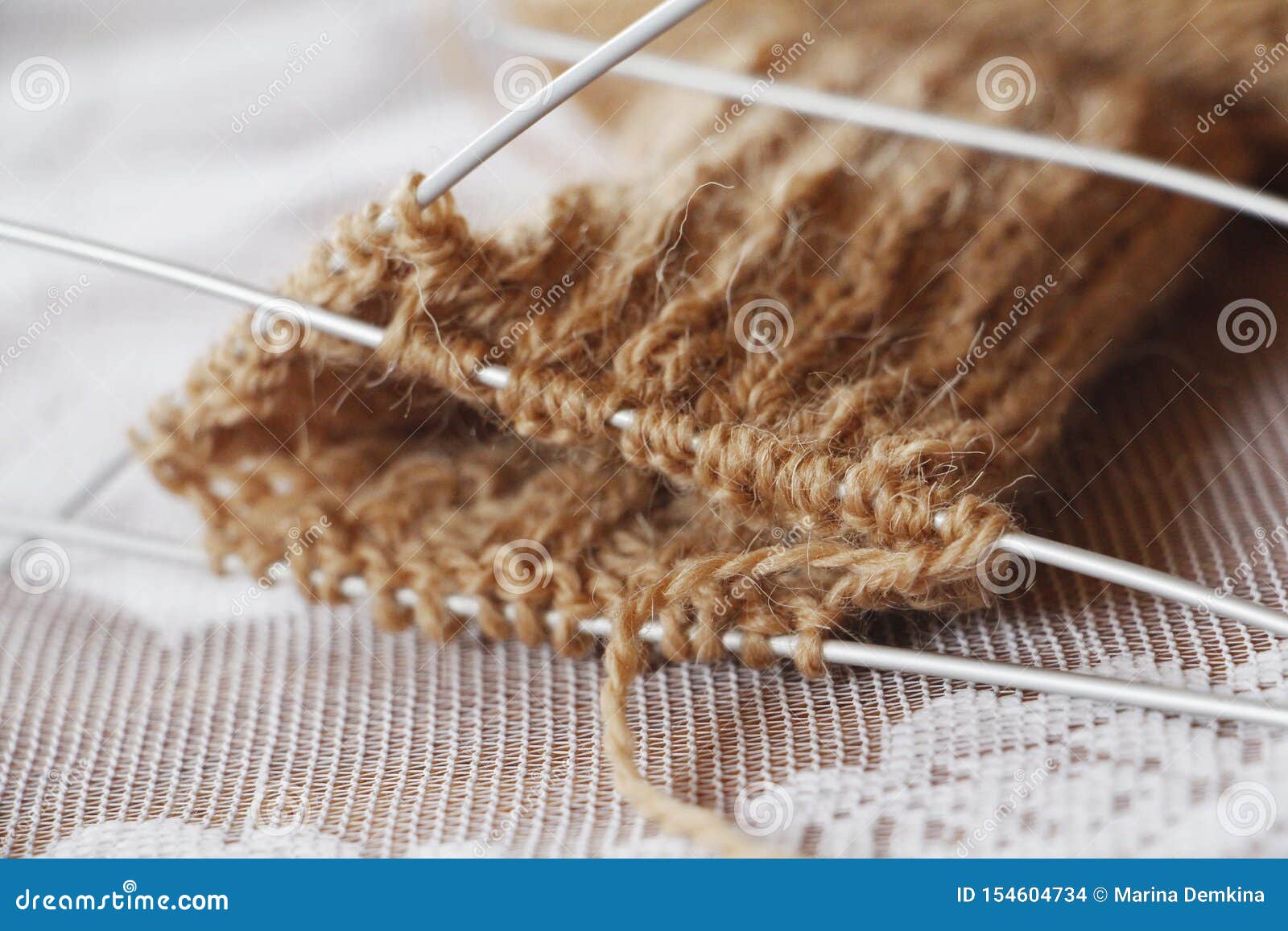 Needlework. Knitting Wool Toe Knitting Stock Photo - Image of craft ...