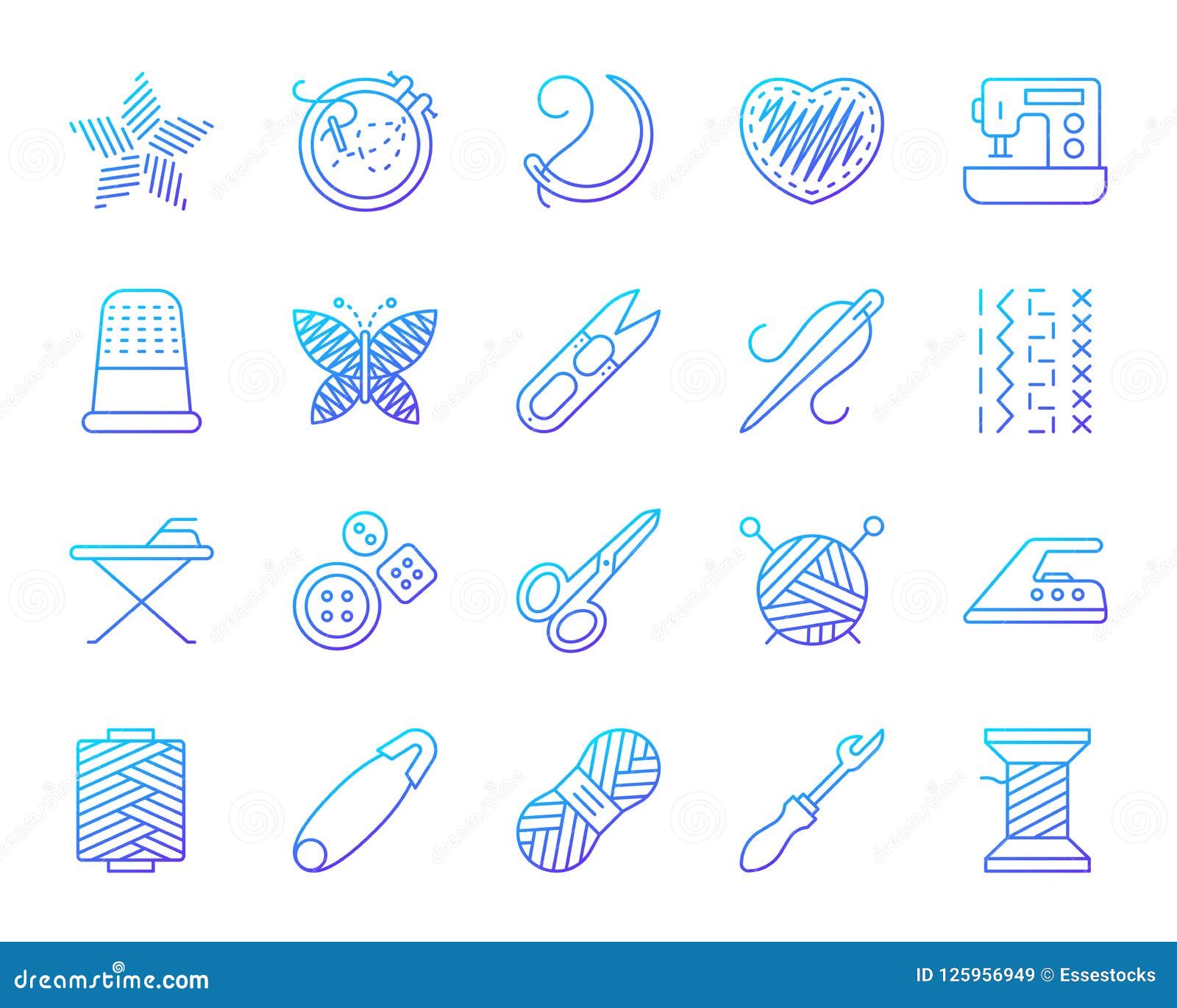 Needlework Simple Color Line Icons Vector Set Stock Vector ...