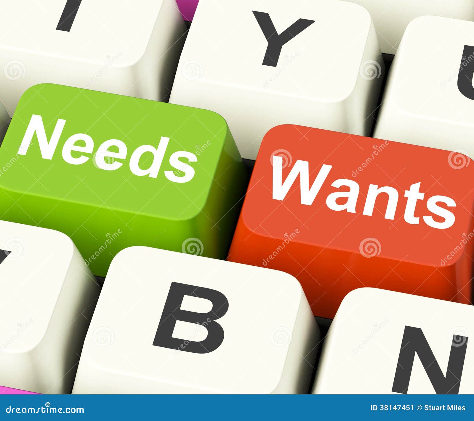 Needs Wants Keys Show Necessities and Wishes Stock Illustration ...
