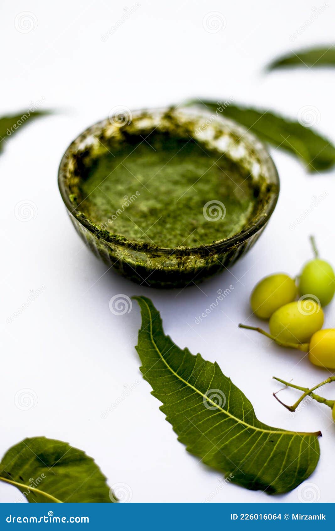 Neem Paste or Nim Paste in a Glass Bowl Isolated on White Along with ...