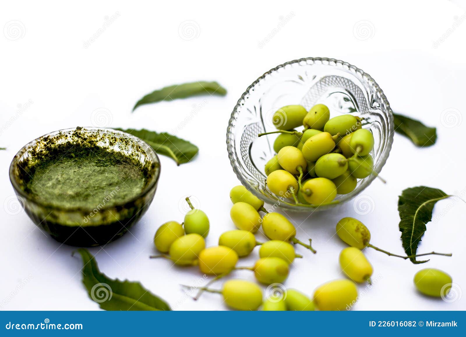 Neem Paste or Nim Paste in a Glass Bowl Isolated on White Along with ...